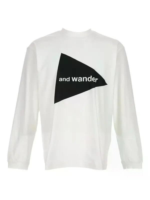 AND WANDER Logo-print Crew-neck T-shirt
