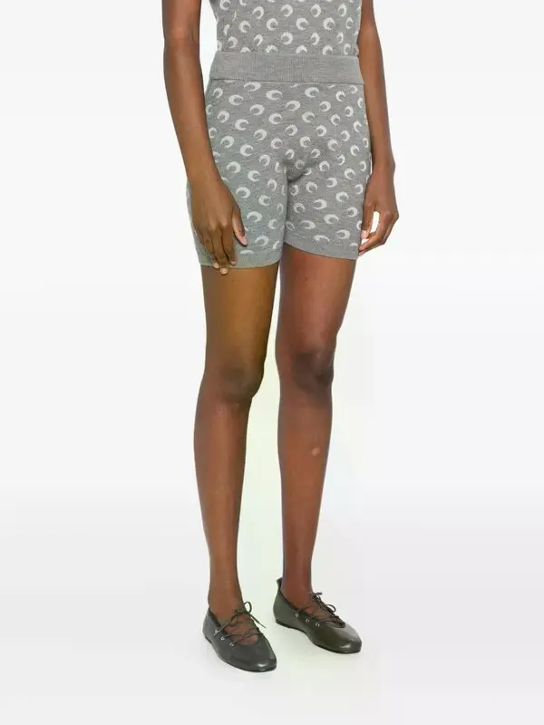 MARINE SERRE Moon Jacquard Knitted Shorts - Grey