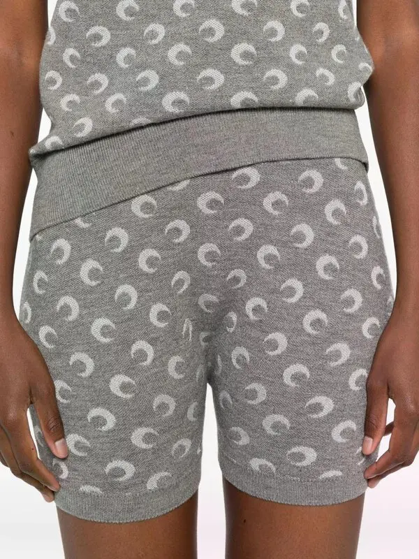 MARINE SERRE Moon Jacquard Knitted Shorts - Grey