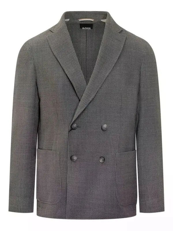 BOSS Double-breasted Checked Blazer