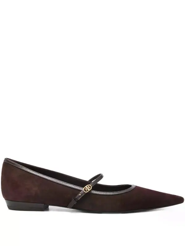 Tory Burch Double T Buckle Mary Jane Flats - Brown
