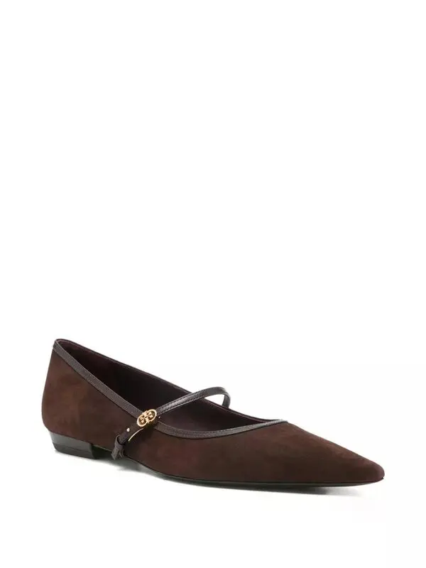 Tory Burch Double T Buckle Mary Jane Flats - Brown