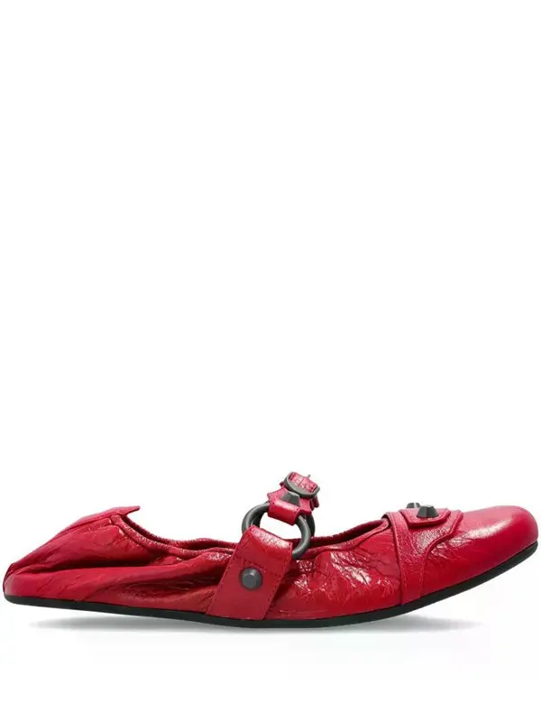 Balenciaga City Ring-detail Ballerina Flats - Red