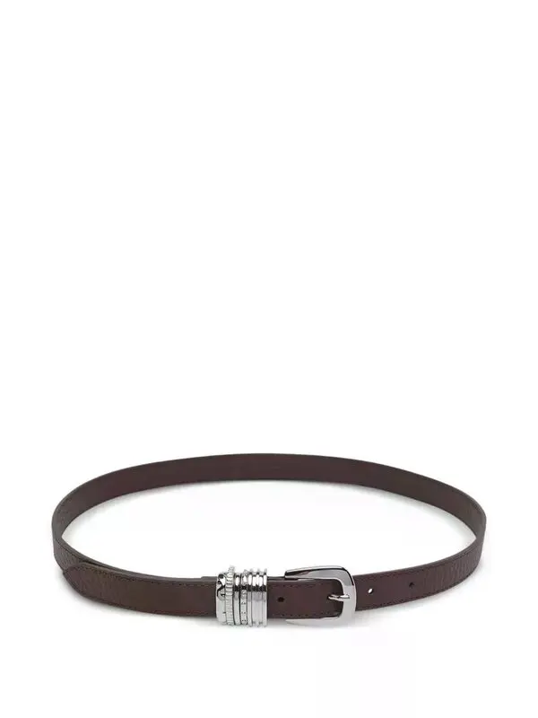 ORTIGNI Leather Ring Belt - Brown