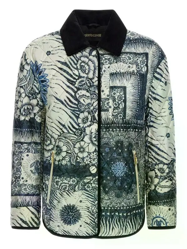 Roberto Cavalli Bandana-print Jacket - Blue