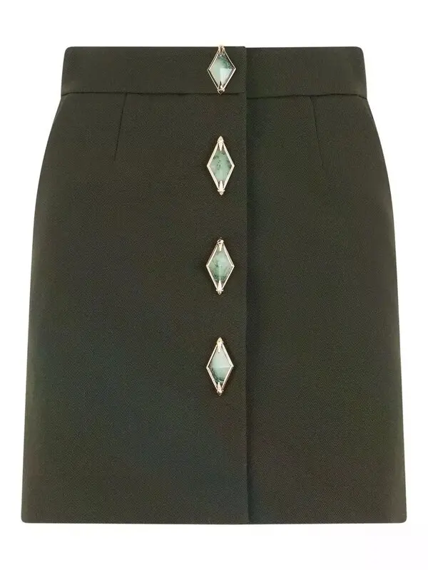 Roberto Cavalli High-waisted Mini Skirt With Jewel Buttons - Green