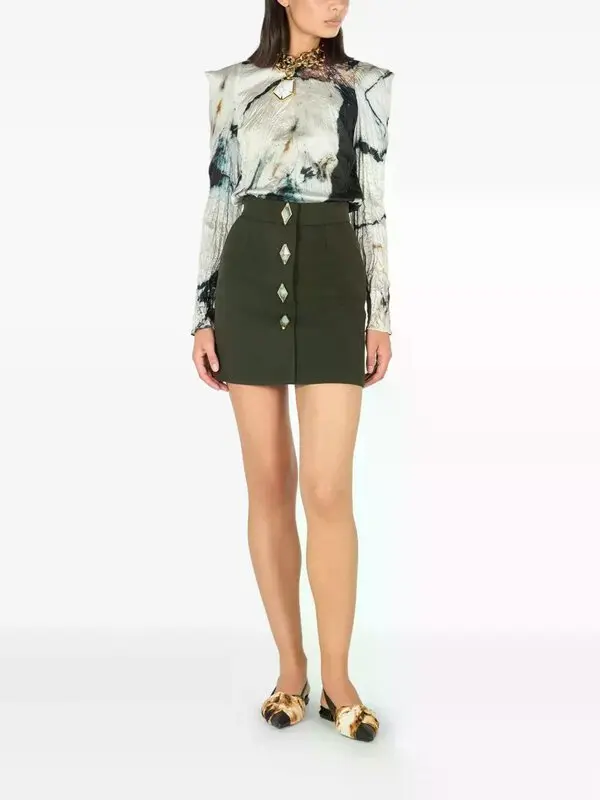 Roberto Cavalli High-waisted Mini Skirt With Jewel Buttons