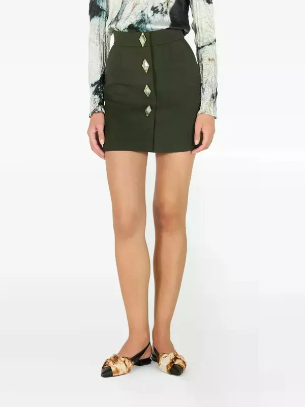 Roberto Cavalli High-waisted Mini Skirt With Jewel Buttons