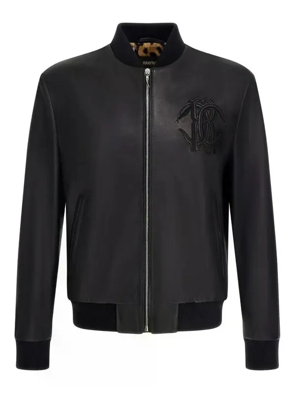 Roberto Cavalli Embossed Leather Jacket