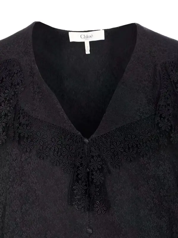 Chloé Lace Trim Blouse - Black