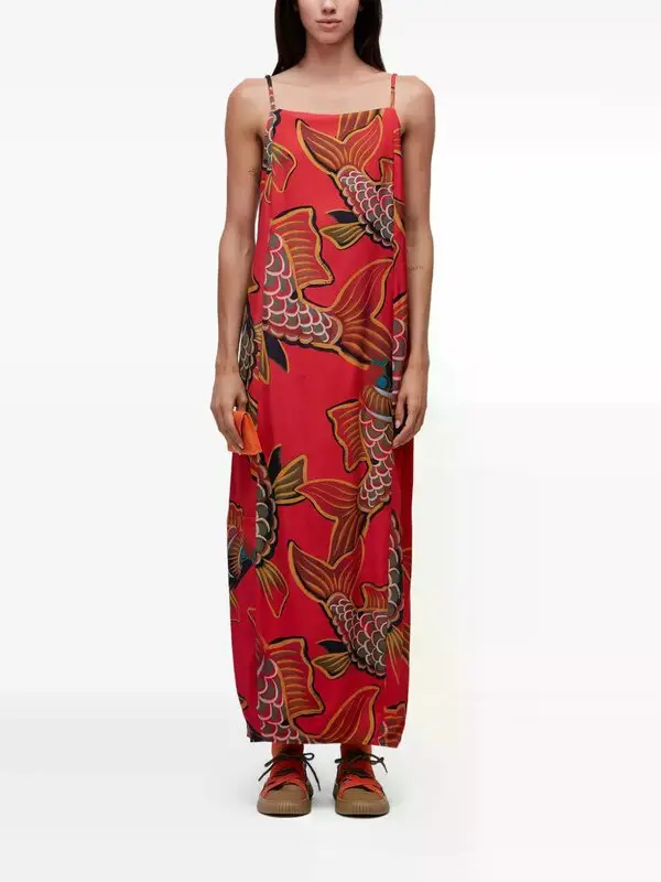 OSKLEN Printed Maxi Dress - Red