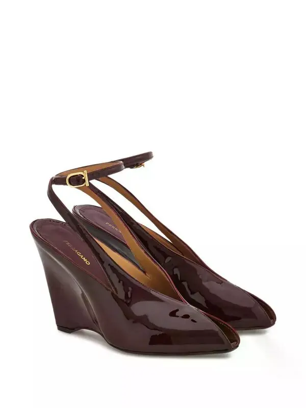 FERRAGAMO 90mm Peep-toe Wedge Pumps - Red