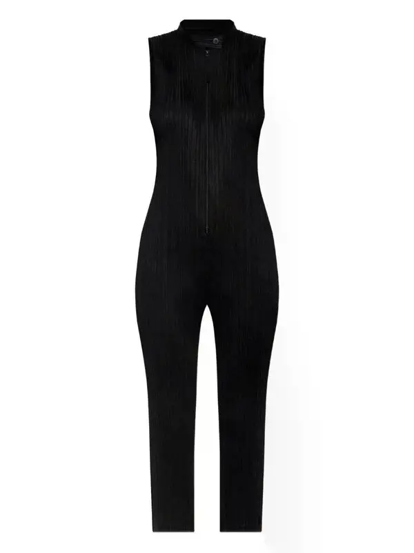 Issey Miyake Pleated Zip Jumpsuit - Black