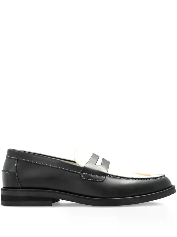 DUKE + DEXTER Printed Leather Loafers - Black