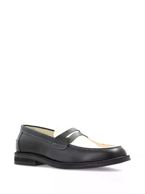 DUKE + DEXTER Printed Leather Loafers - Black
