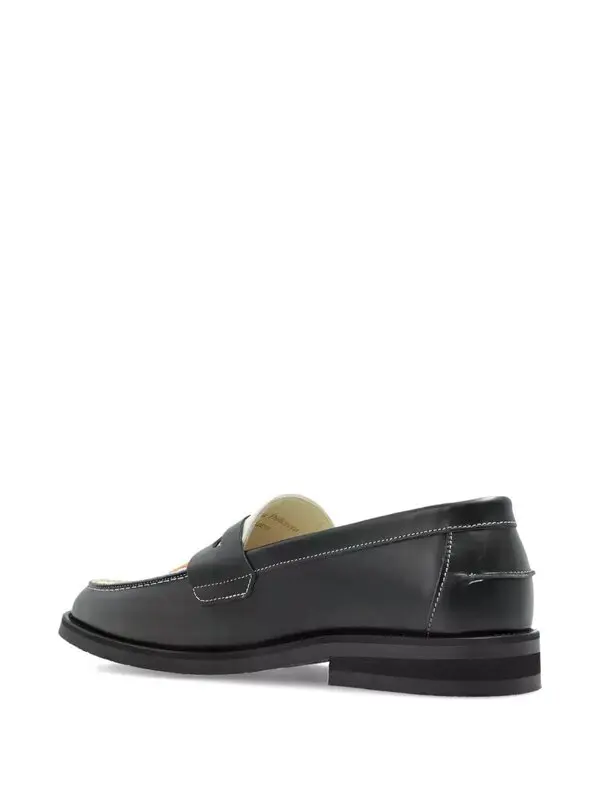 DUKE + DEXTER Printed Leather Loafers - Black