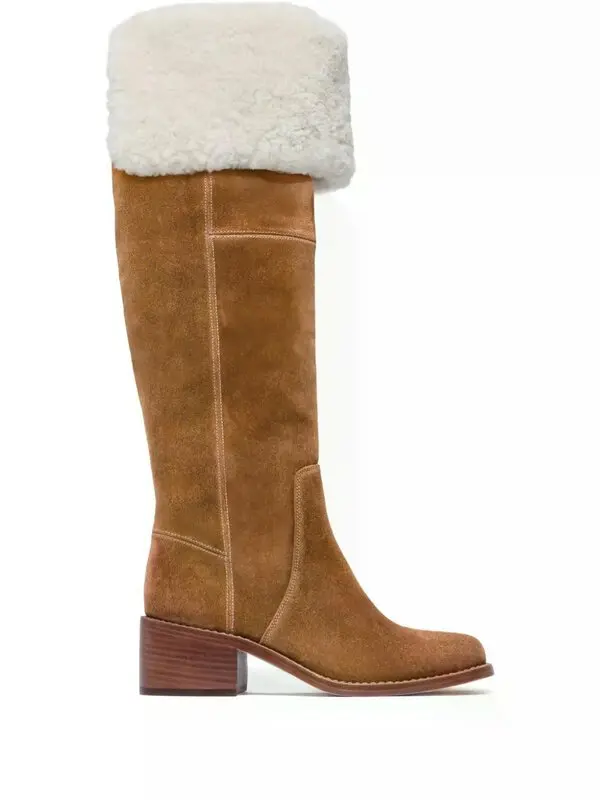 Bernardo 1946 Brix Shearling-cuff Suede Boots - Brown