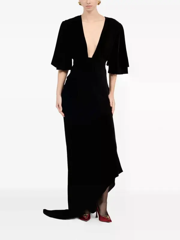 Roberto Cavalli Draped V-neck Gown