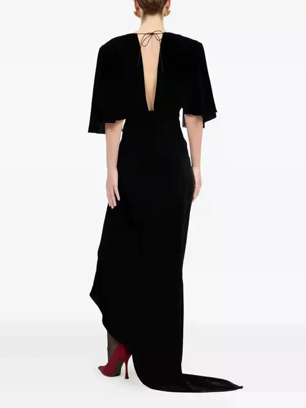 Roberto Cavalli Draped V-neck Gown