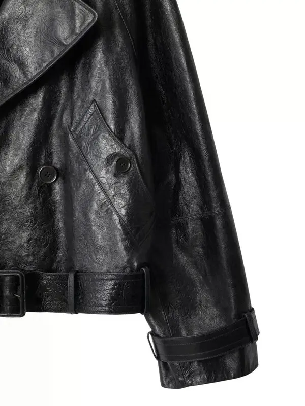Burberry Cropped Embossed Leather Trench Jacket