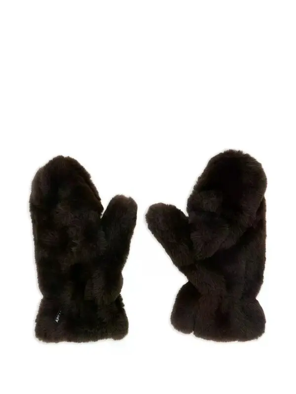 Apparis Coco Fur Mittens - Brown