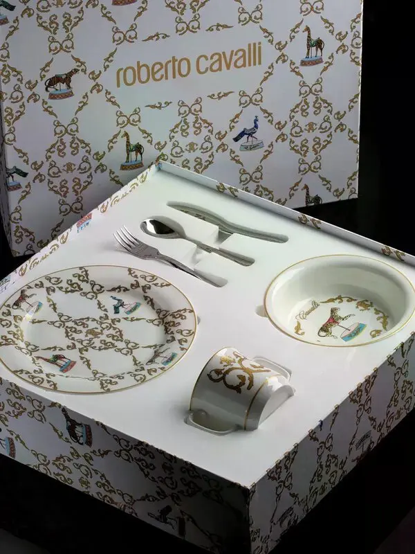 Roberto Cavalli Filigree-print Dinner Set - White