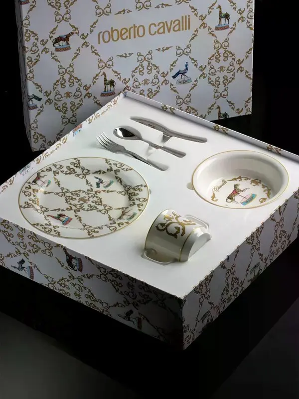 Roberto Cavalli Filigree-print Dinner Set