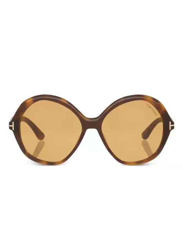 TOM FORD Annabelle Round Frame Sunglasses - Brown