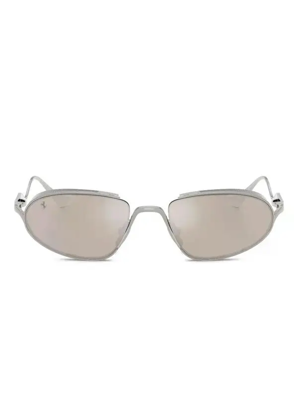 FERRARI Oval-frame Asymmetric Sunglasses - Silver