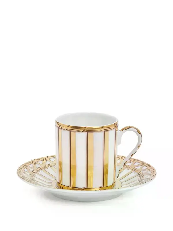 PINTO PARIS Vannerie Striped Coffee Cup And Saucer - White