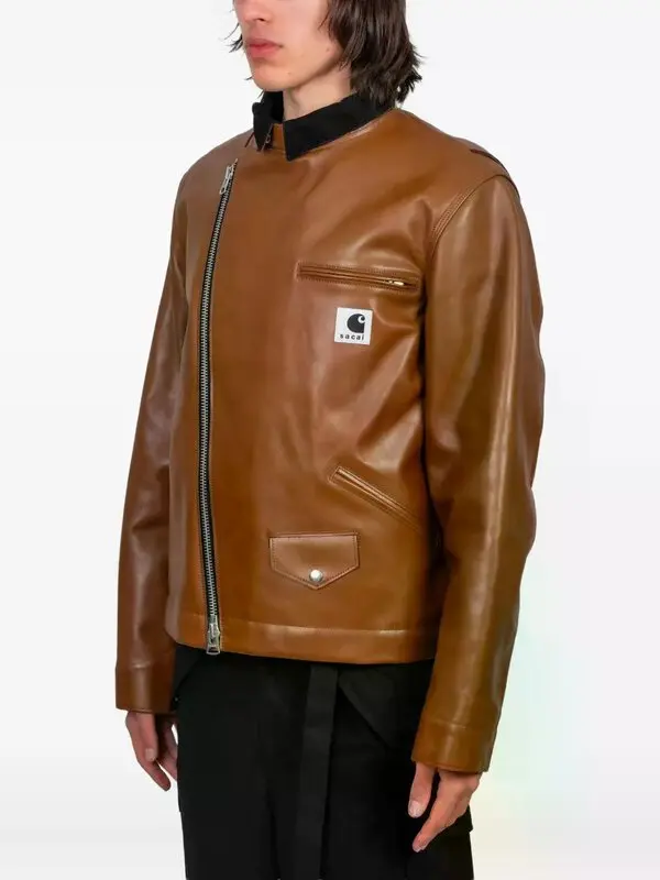 Sacai X Carhartt Wip Leather Jacket - Brown | Editorialist