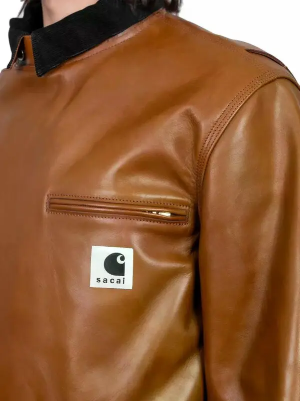Sacai X Carhartt Wip Leather Jacket - Brown | Editorialist