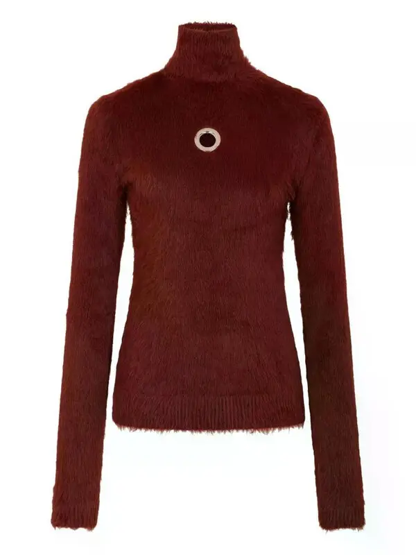 Rabanne Eyelet-detail Long-sleeved Sweater - Red