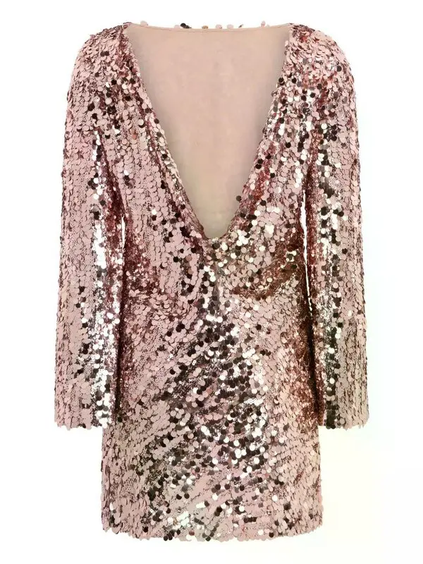slim fit dress slacks Stunning Rose Gold Sequin Mini Dress with Dramatic Cape Sleeves main image 1