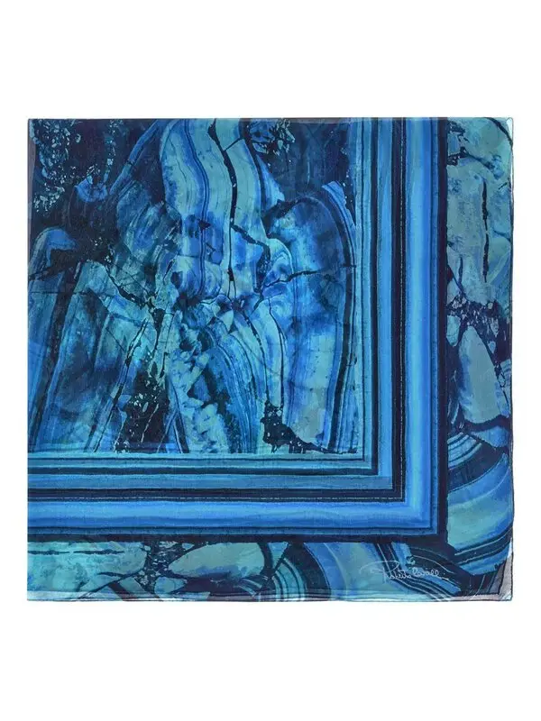 Roberto Cavalli Malachite-print Silk Shawl - Blue