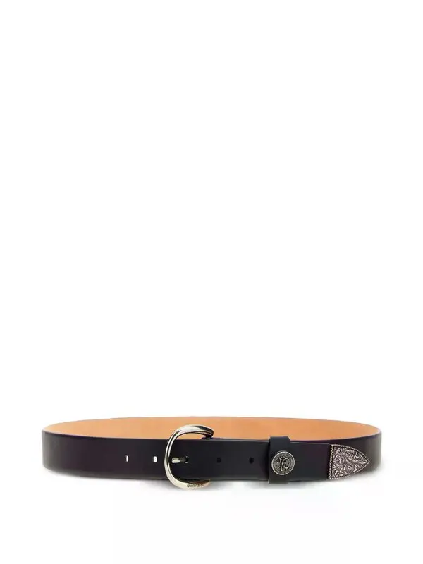 Roberto Cavalli Buckle Leather Belt - Black
