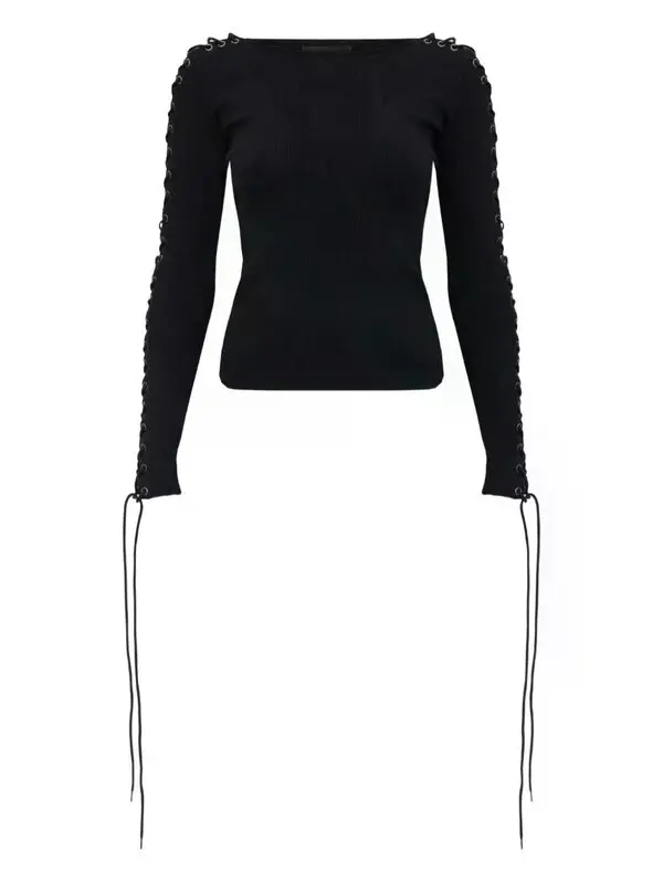 Balenciaga Eyelet Lace-up Top - Black