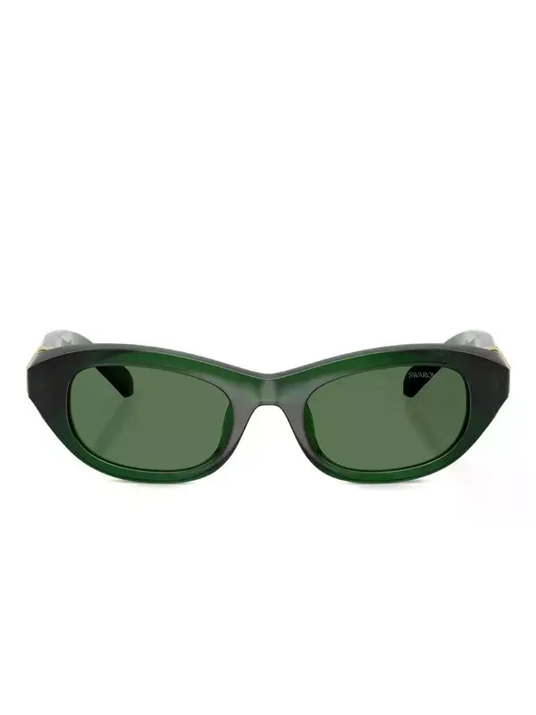 SWAROVSKI Crystal-embellished Oval-frame Sunglasses - Green