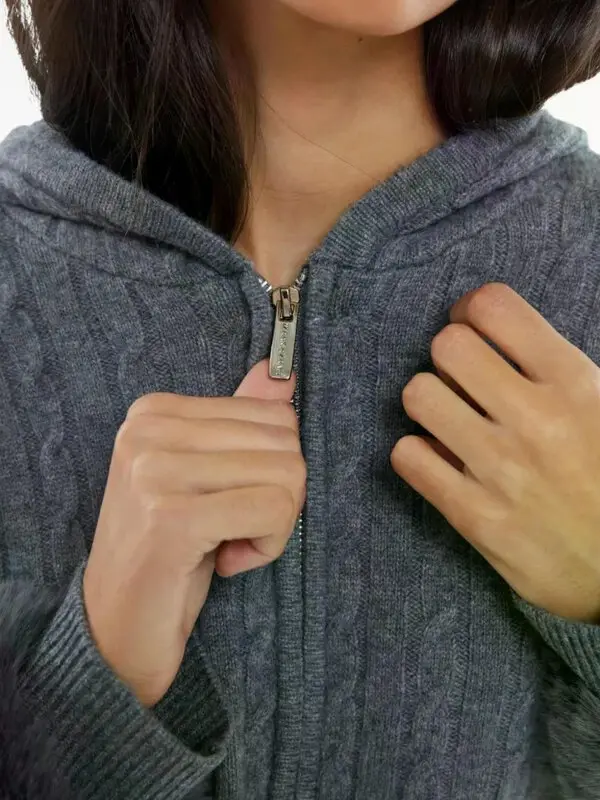 IZAAK AZANEI Cable-knit Zip-up Cardigan