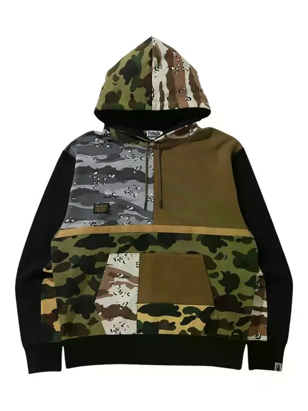 A BATHING APE Patchwork Pullover Hoodie - Green