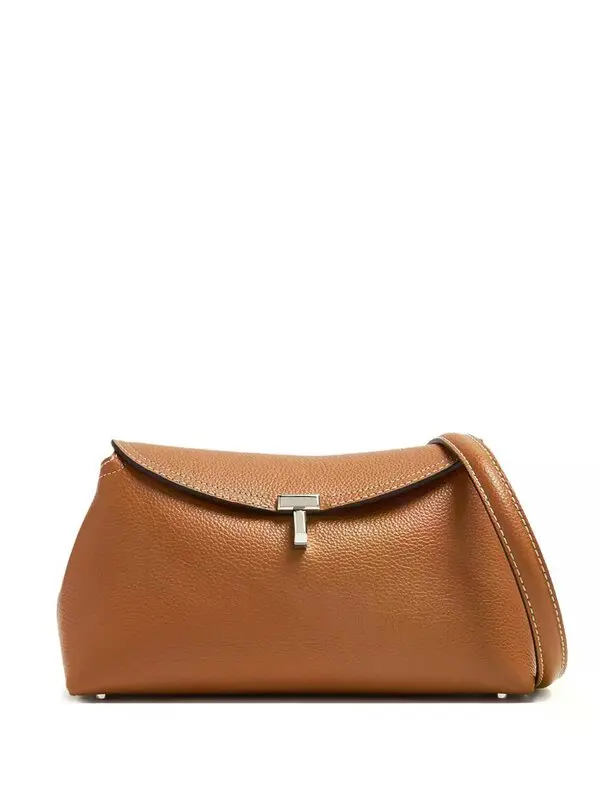 TOTEME T-lock Grained-leather Clutch - Brown