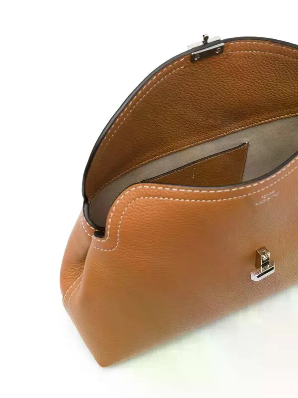 TOTEME T-lock Grained-leather Clutch - Brown