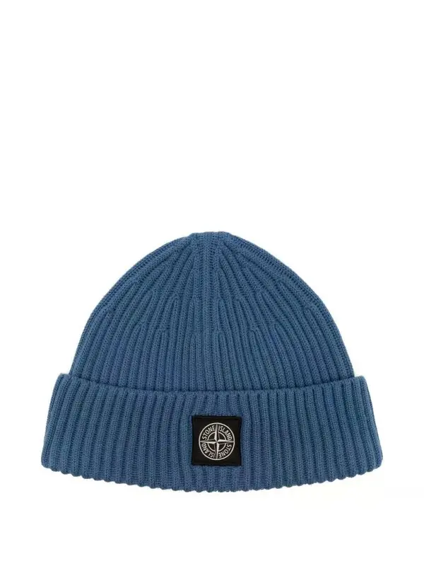 Stone Island Logo-patch Beanie - Blue