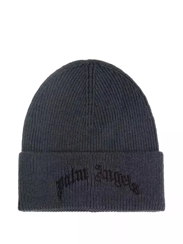 Palm Angels Logo-embroidered Beanie - Grey