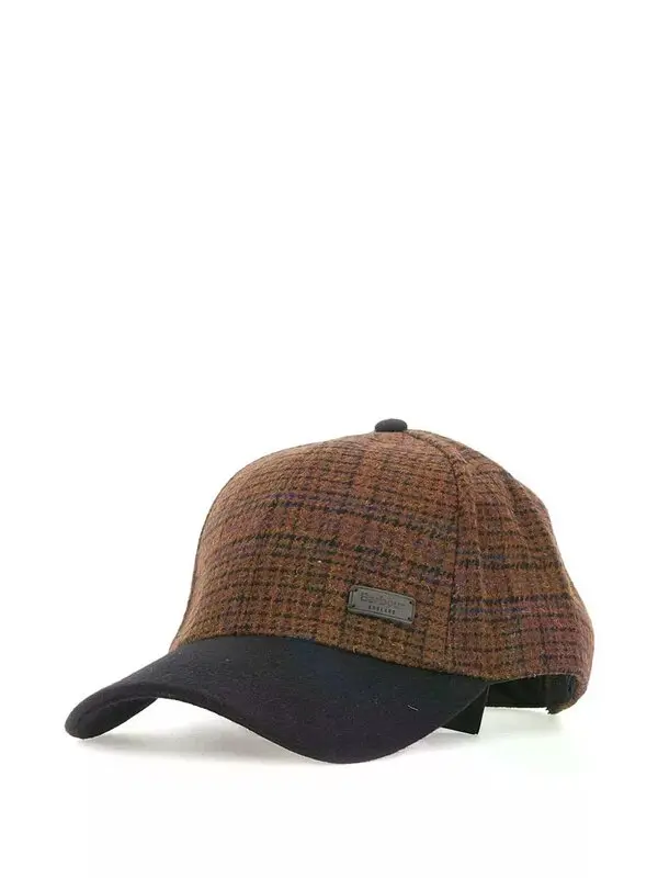 Barbour Houndstooth Pattern Panelled Cap - Brown