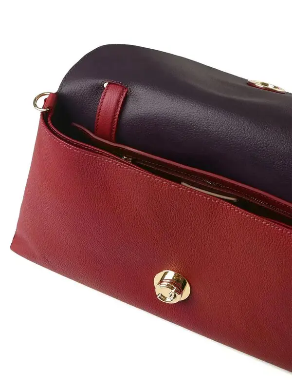 COCCINELLE Nikla Turn Lock Leather Shoulder Bag - Red