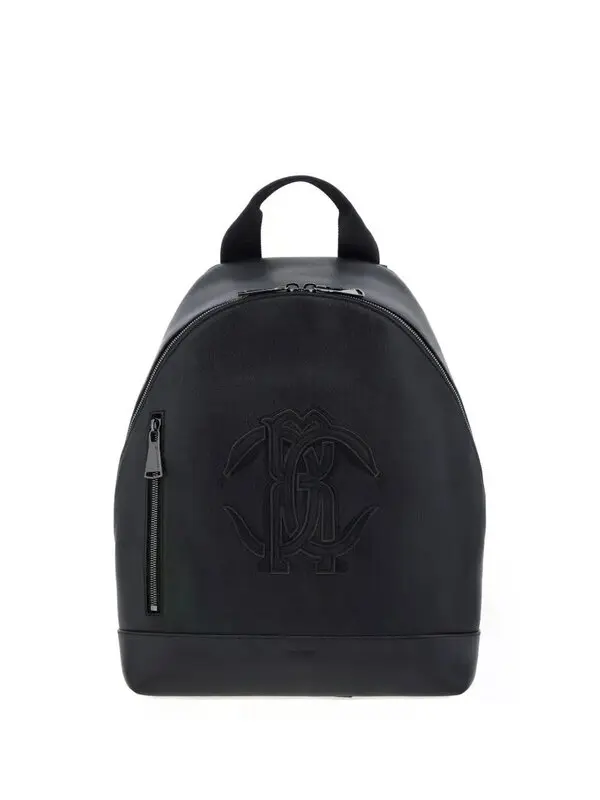 Roberto Cavalli Logo Zip Backpack - Black