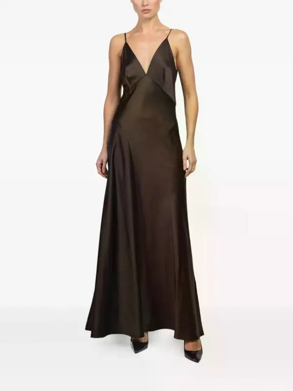 brown strappy maxi dress Elodia