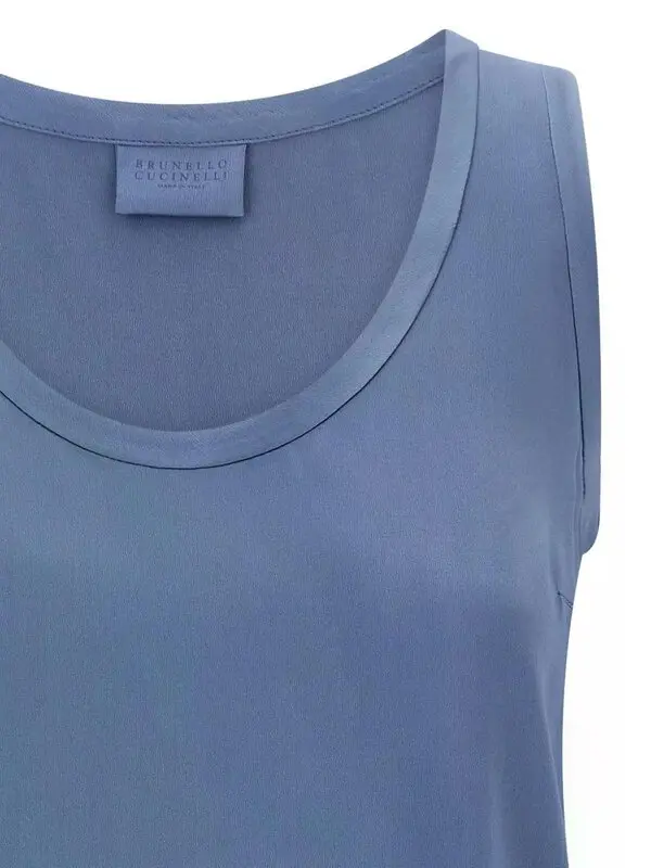 Brunello Cucinelli Sleeveless Satin Top - Blue