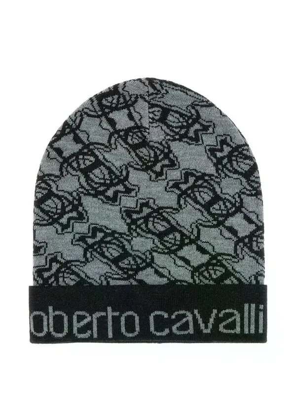 Roberto Cavalli Monogram Beanie - Grey